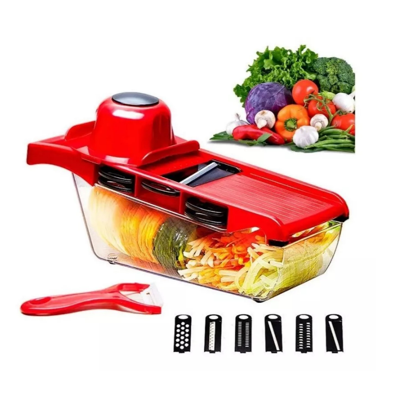Mandoline Profissional Cozinha Slicer Aço Inox 6 Em 1 Fatiador Cortador ...