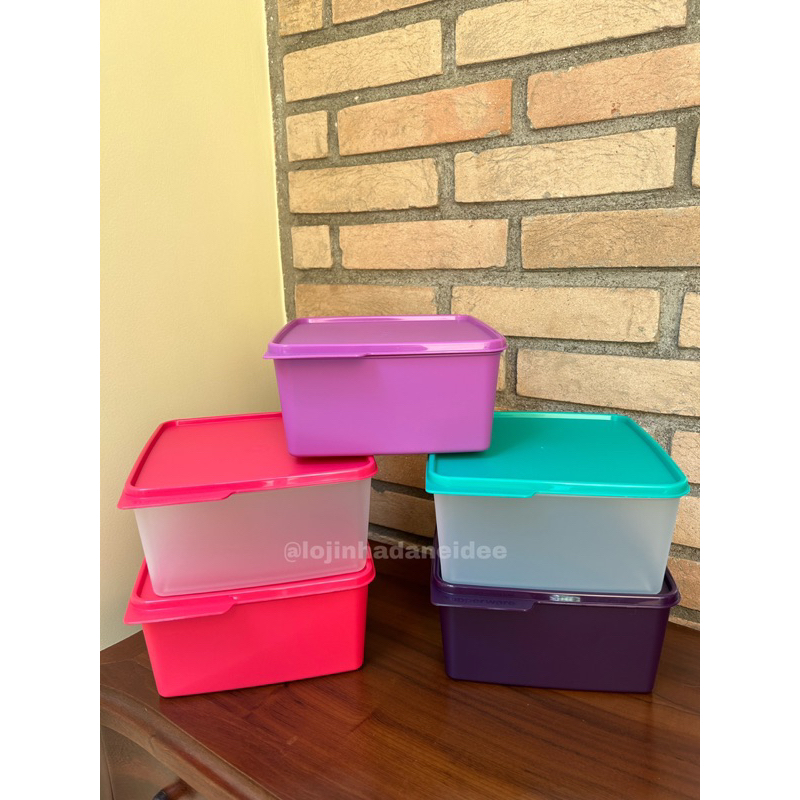 Tupperware Basic Line Quadrada 2,5 litros Diversas Cores | Shopee Brasil