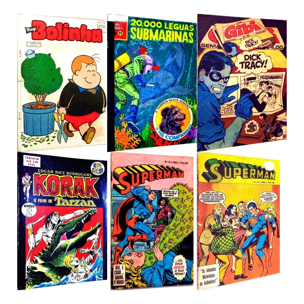 Lote 06 Gibis Clássicos: Anos 60 & 70: Gibi Semanal, Bolinha, Clássicos ...