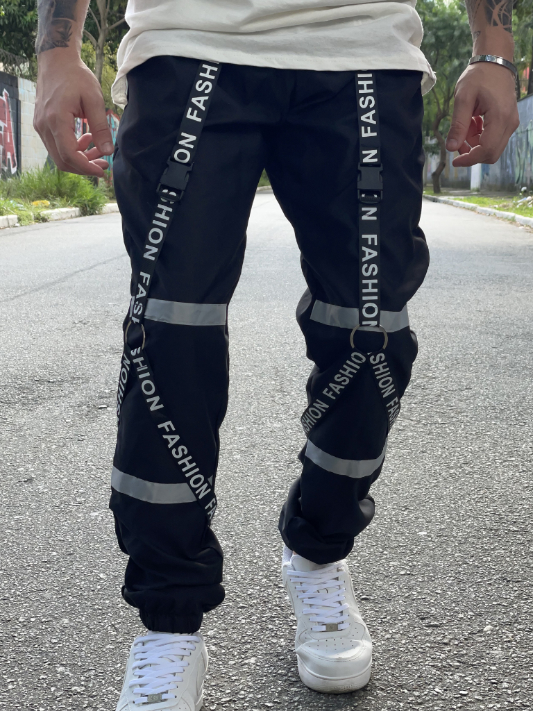 Calça Gringa Jogger Larga Rapper Trapper Corta Vento 100% poliester ...