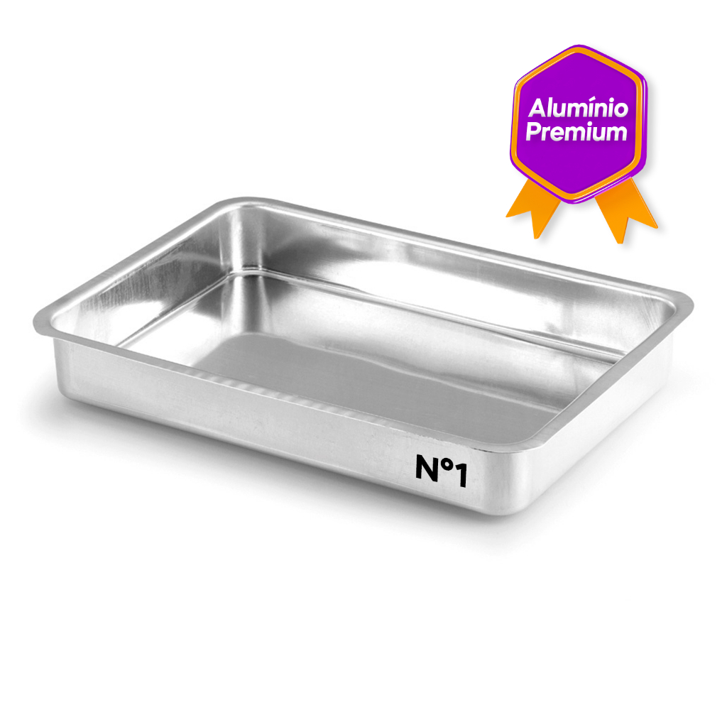 Assadeira Bolo Forma Retangular Borda Alta Alumínio Nº 1 TOP Reforçado ...