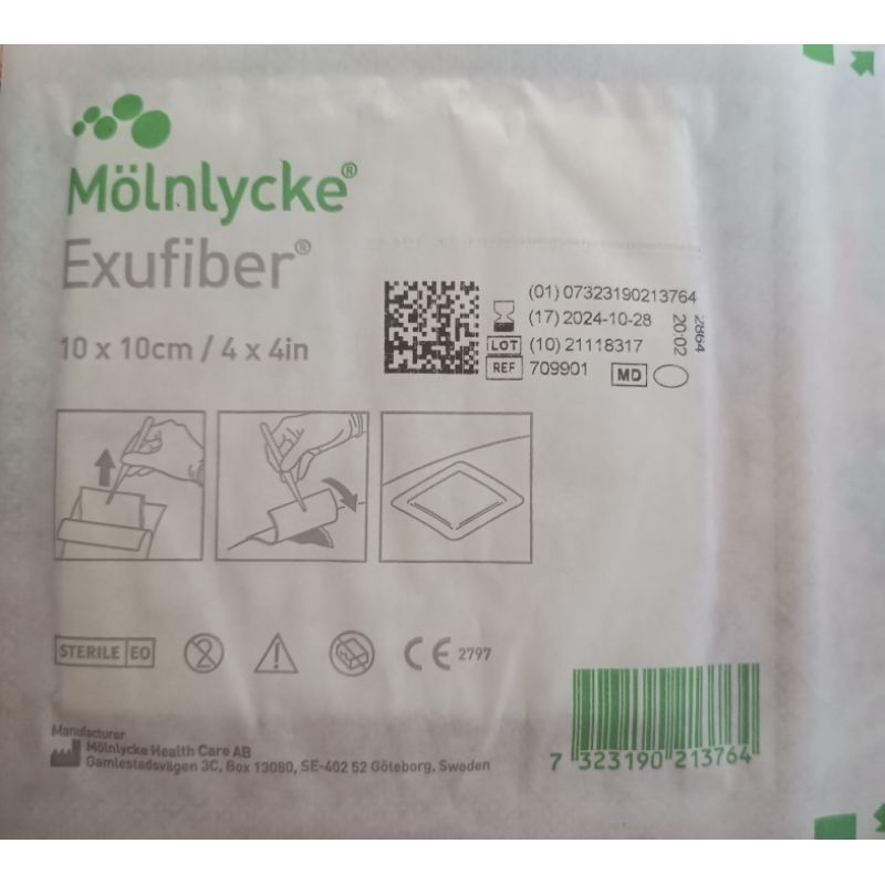 Exufiber 1 Curativo Molnlycke De Fibra Gelificante 10x10cm | Shopee Brasil