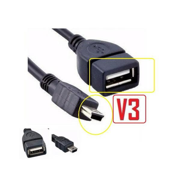 Cabo OTG V3 Adaptador USB Femea para Mini/V3 Macho | Shopee Brasil