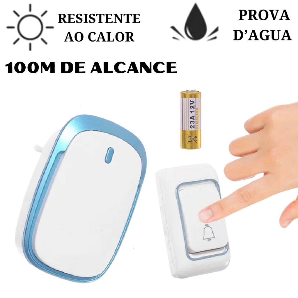 Campainha Sem Fio Resistente Água Eletrônica Externa Residencial ...