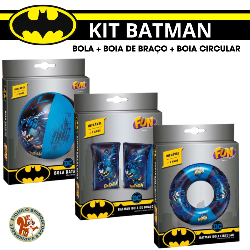 Kit Piscina Batman Boia Circular + Bola + Boia De Braço Batman | Shopee ...