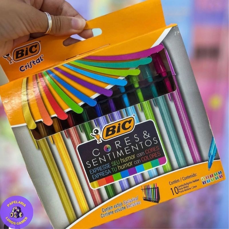 Kit de Caneta Esferográfica Colorida Bic Cores e Sentimentos 10 Cores ...