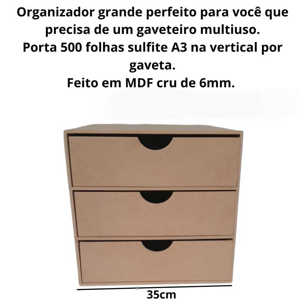 Organizador Gaveteiro Vertical para Folhas Sulfite A3 com 3 Gavetas em ...