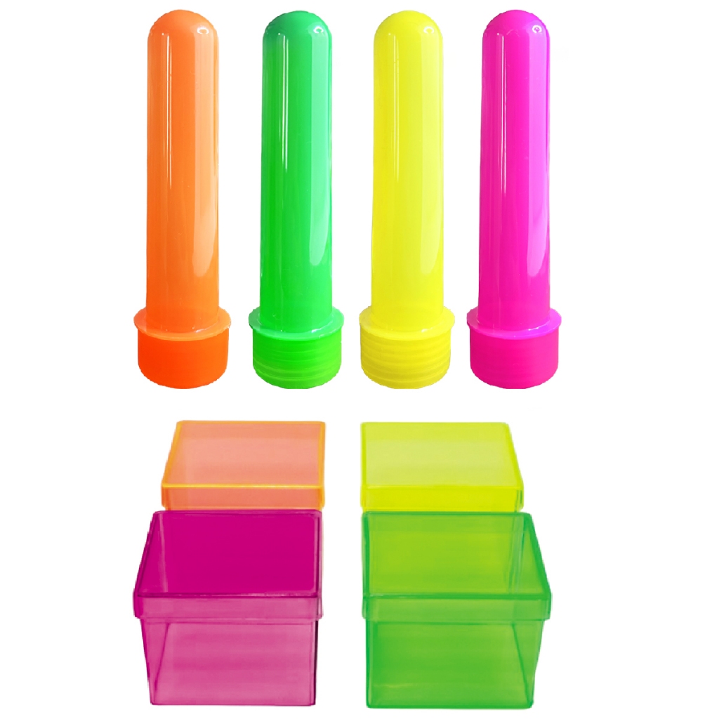 Kit Com 40 ou 80 Tubetes Neon 13 cm e Caixinhas Neon 5x5 Neon Party ...