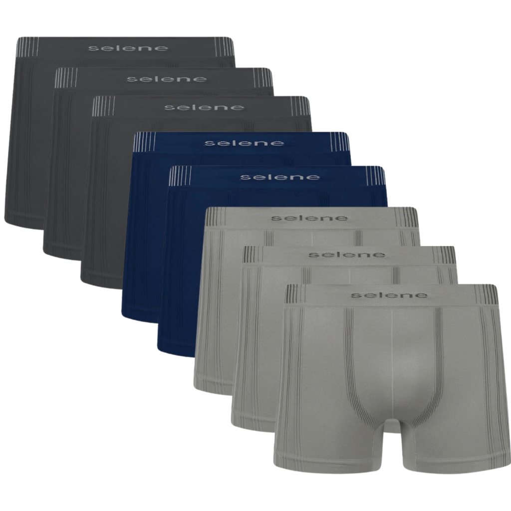 8x Cueca Boxer Selene Plus Size Sem Costura Box X1 - Faz a Boa!
