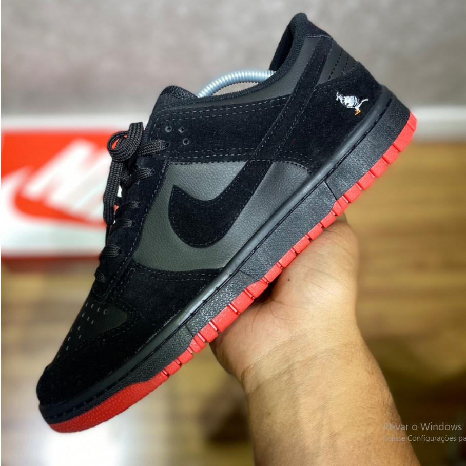 Tenis Nike Dunk SB Low Black Pigeon Preto/Vermelho 34 ao 43 Camurça ...