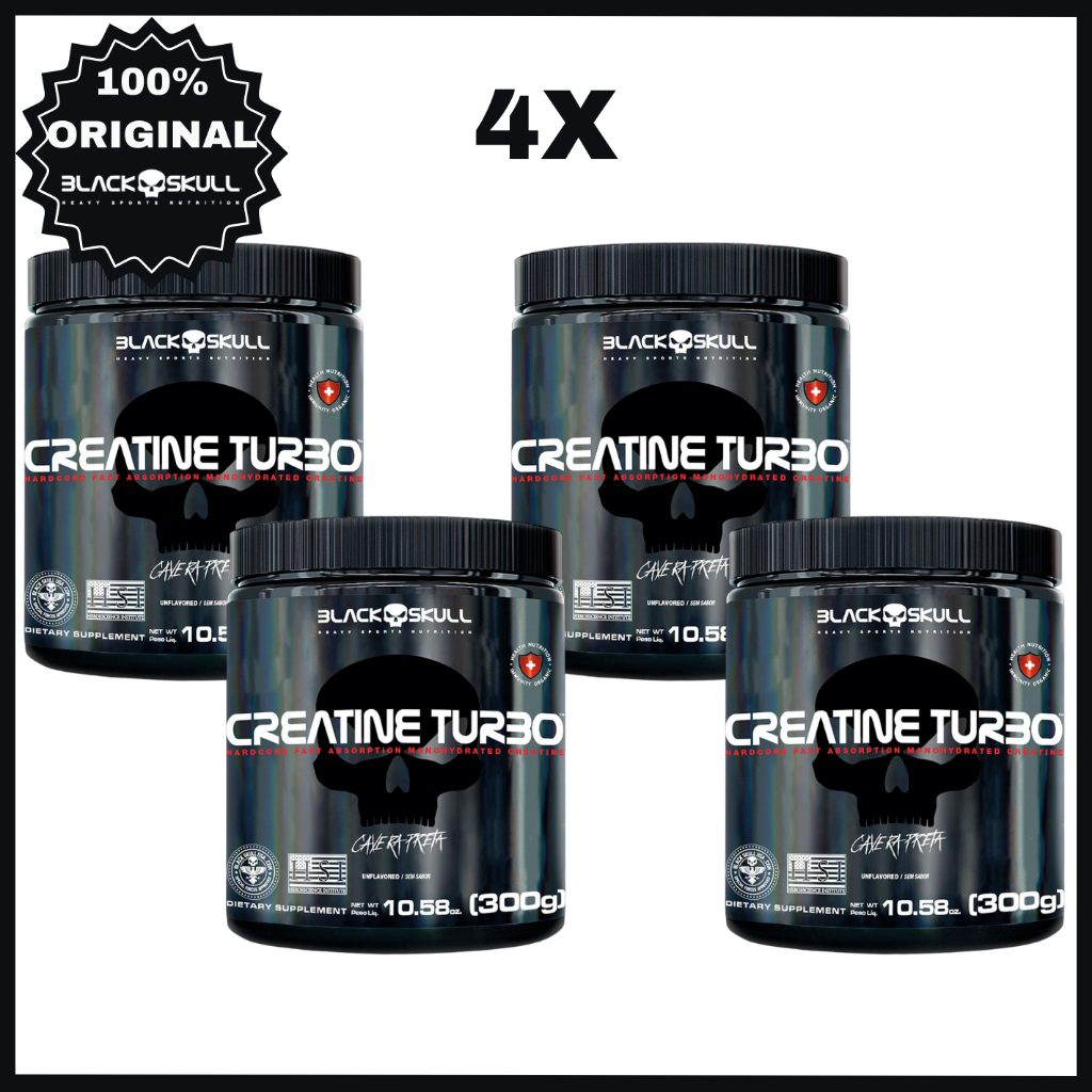 Combo x4 Creatina Monohidratada Creatine Turbo 300g - Black Skull ...