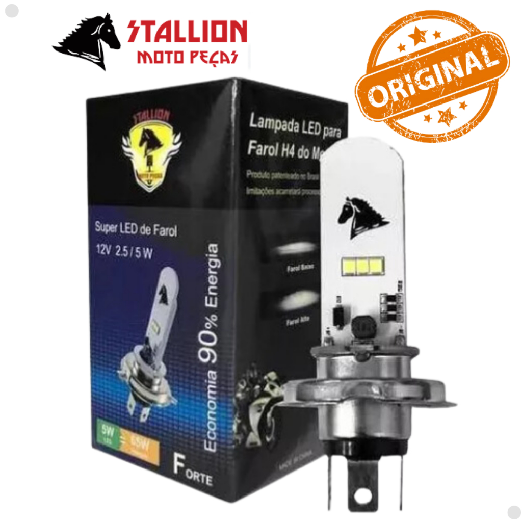 Lâmpada Farol Led 8000k Cavalinho Universal encaixe H4 para moto e carro universal Stallion ...