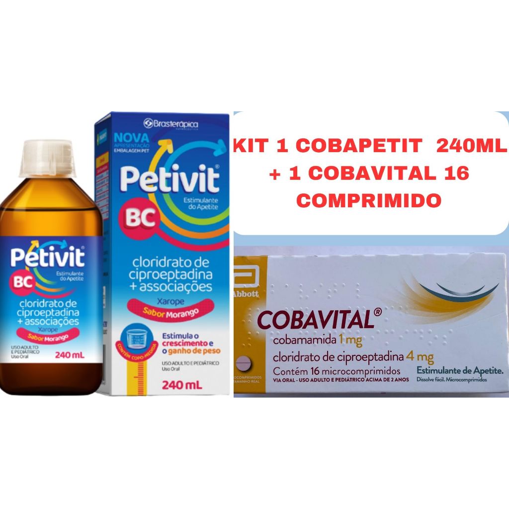 KIT ENGORDAR ESTIMULANTE DO APETITE CONTENDO 1 PETIVIT BC 240ML + 1 ...