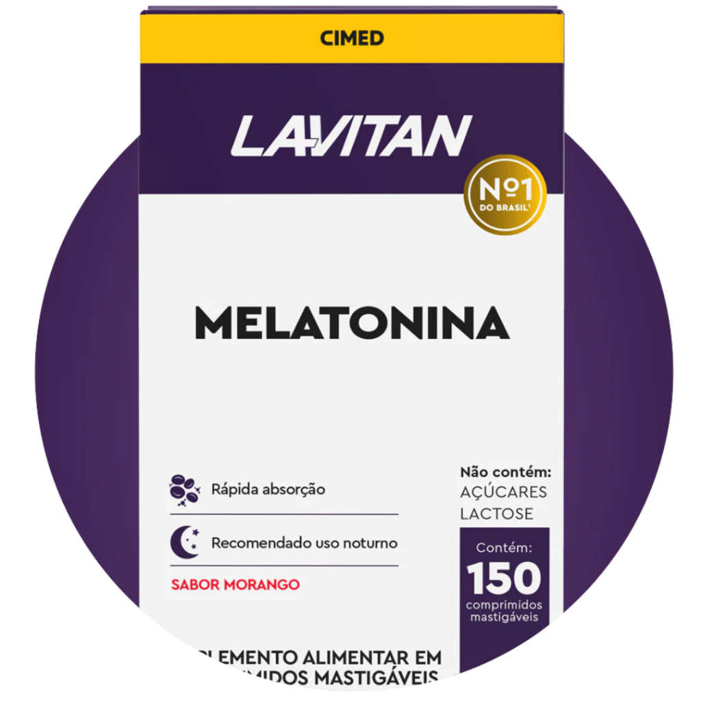 Suplemento Lavitan Melato Melhoria do sono Morango 150 Comp mastigaveis ...