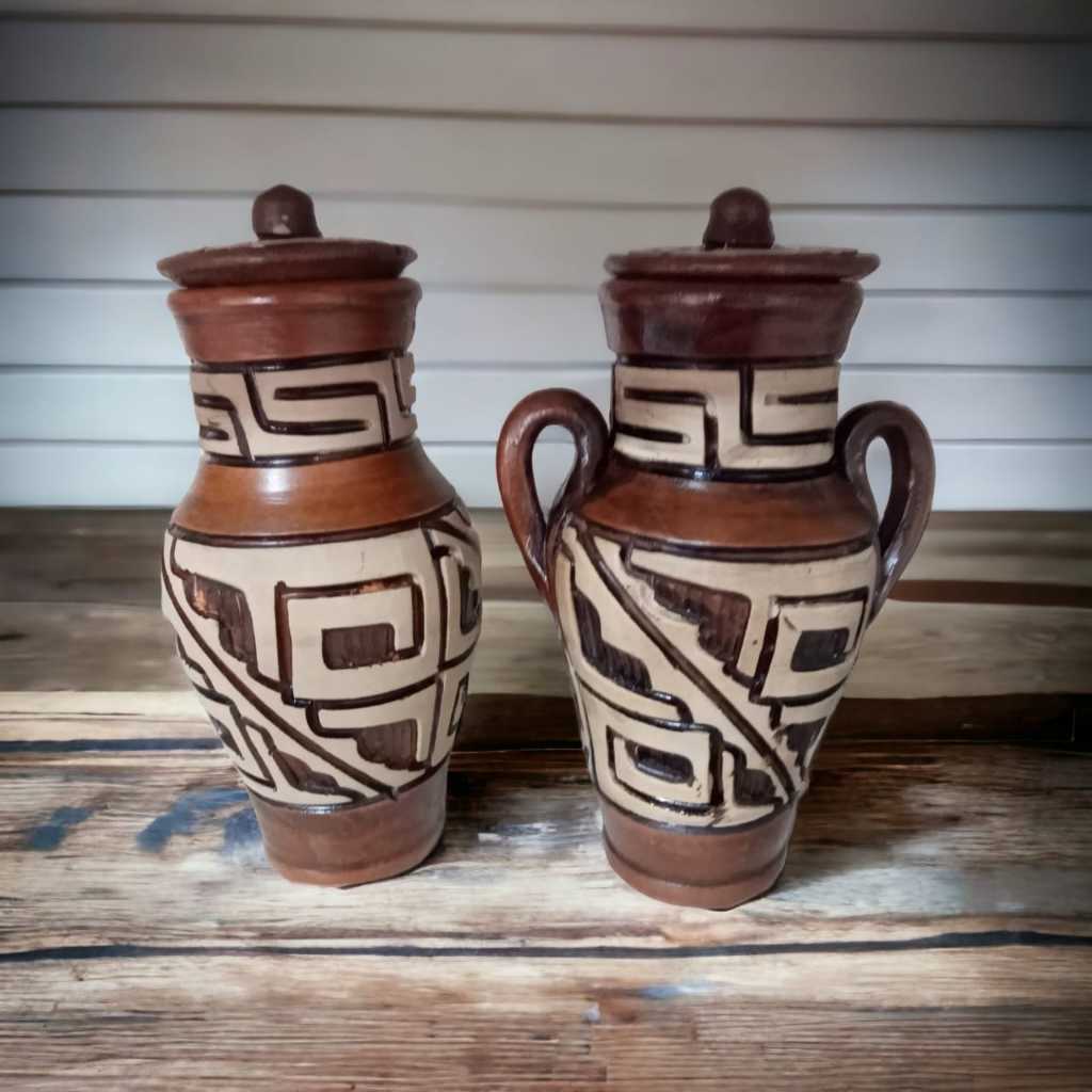 Quartinha De Barro Ceramica Marajoara 15cm E 20cm Umbanda Candomblé