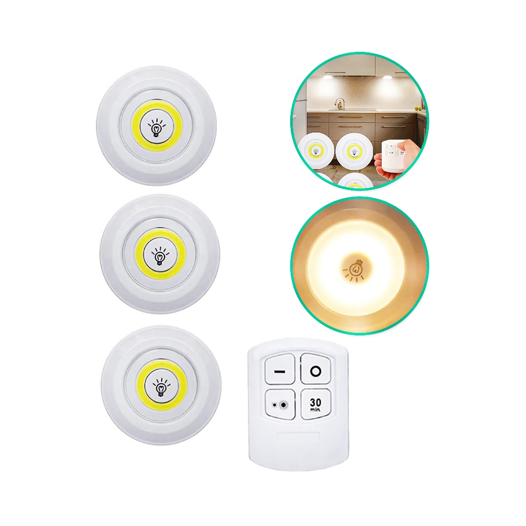 Kit 3 Lâmpada luminaria Led Luminária Sem Fio com Controle - A350 ...