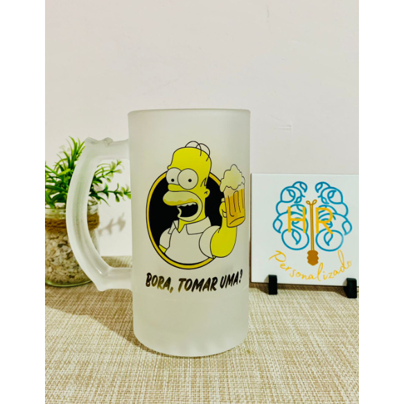 Caneca chopp 475ml fosca- vidro jateado - PERSONALIZADA COM NOME | Shopee Brasil