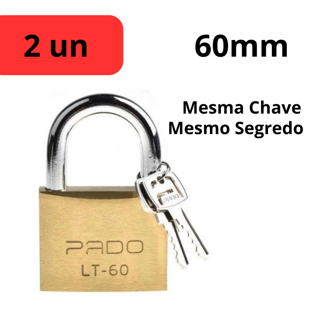 Kit c/2 Cadeado Pado 60 mm Mesmo Segredo | Shopee Brasil