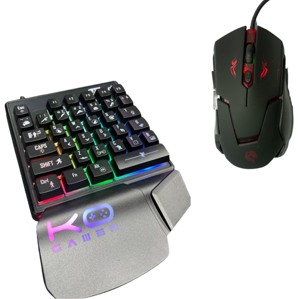 KIT Teclado e Mouse Gamer De Uma Mão Semi Mecanico Rgb Usb Pc Notebook - Faz a Boa!