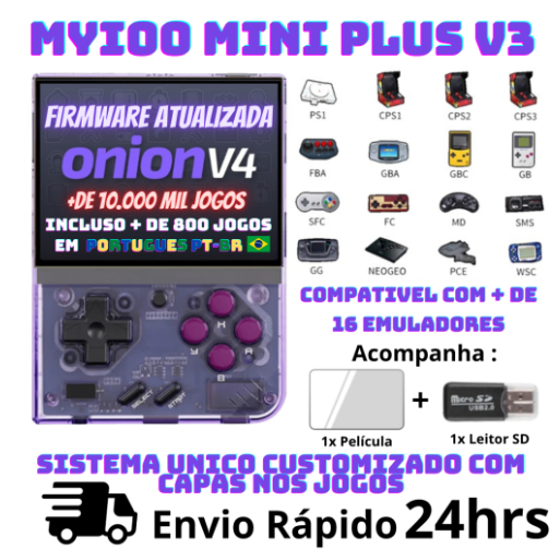 Miyoo Mini V2 128GB Myioo Mini Plus + Atualizado com Sistema Onion e ...