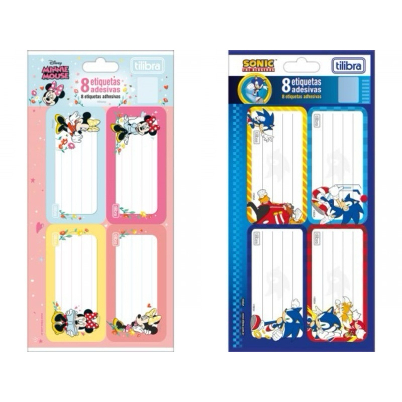 ETIQUETA ESCOLAR ADESIVA MINNIE MOUSE SONIC 8 ETIQUESTAS - TILIBRA ...