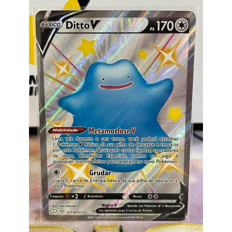 Carta Pokémon Ditto V Shiny Ultra Rara Copag | Shopee Brasil