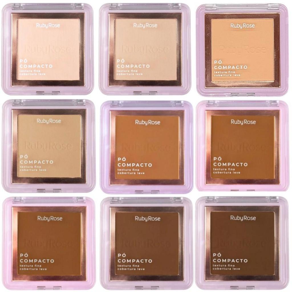 Pó Compacto Ruby Rose Textura Fina Cobertura Leve - Cores | Shopee Brasil
