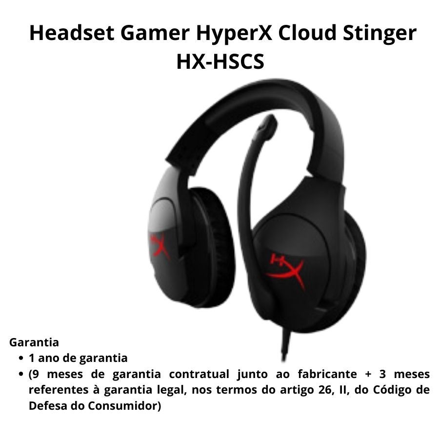 Headset Gamer Profissional HyperX Cloud Stinger HX-HSCS preto e ...