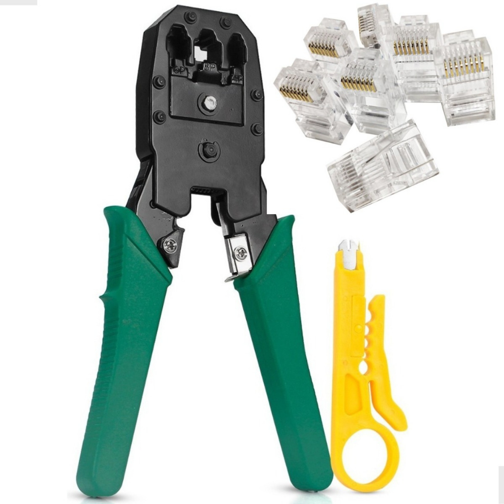 Alicate Crimpar Rj45 Cabo De Rede + 20 Conector Profissional Barato ...