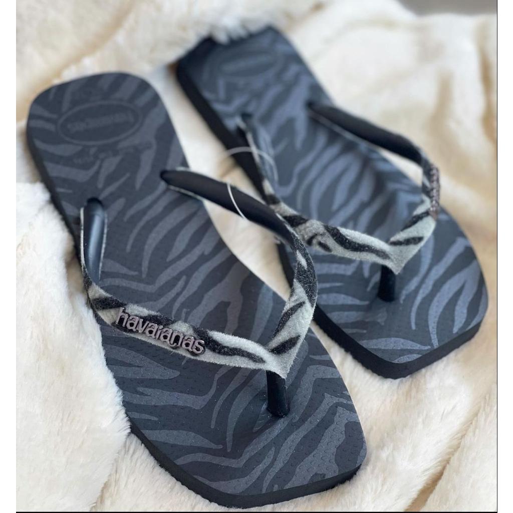 Chinelo Havaianas Slim Square Velvet Veludo Zebra Onça Animals Original ...