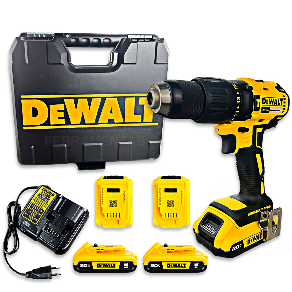 Parafusadeira/Furadeira 20v Brushless Com Maleta 2 Baterias 2Ah Dewalt DCD7781D2 | Shopee Brasil