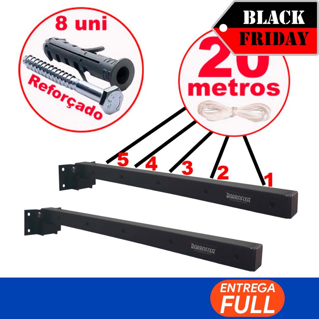Varal Retrátil de parede extensível articulavel 50cm 5 cordas | Shopee ...