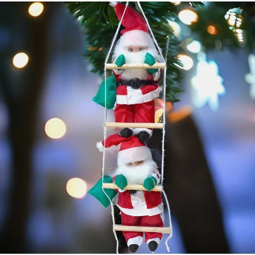 Papai Noel Escalador Na Escada Duplo Enfeite Natalino | Shopee Brasil