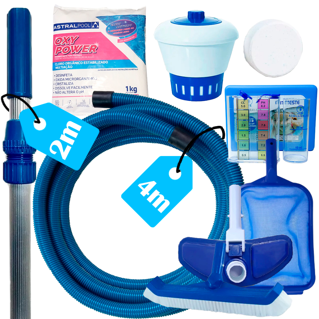 Kit Limpeza Piscina Inflavel Intex Aspirador Clorador Estojo 1Kg Cloro ...