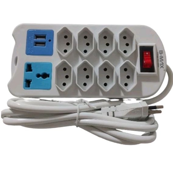 Extensão Filtro de Linha Bivolt Qualidade 8 tomadas 2 Usb 5metros | Shopee Brasil
