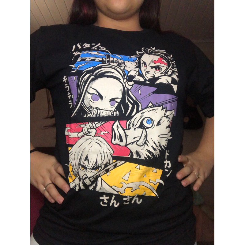 Camiseta T-Shirt Geek Nerd Anime Silk Screen Demon Slayer Kimetsu no ...