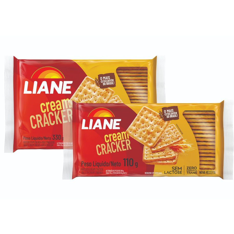 BISCOITO CREAM CRACKER LIANE 110g ou 330g ZERO LEITE | Sem Lactose ...