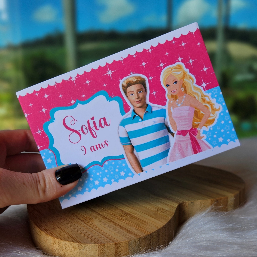 Caixa para 6 doces Barbie e Ken Personalizada caixinha Lembrancinha ...