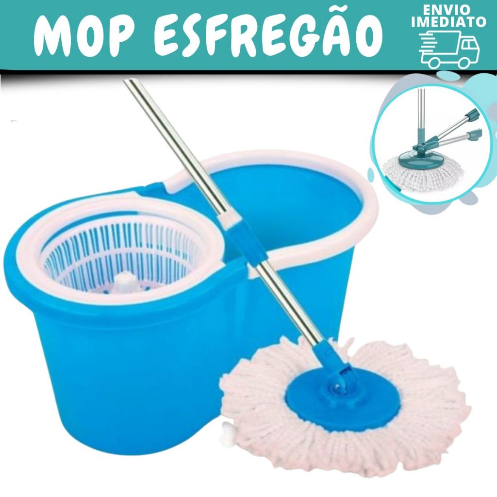 Mop Esfregão Balde com Alça e Cesto Esfregão em Microfibras | Shopee Brasil