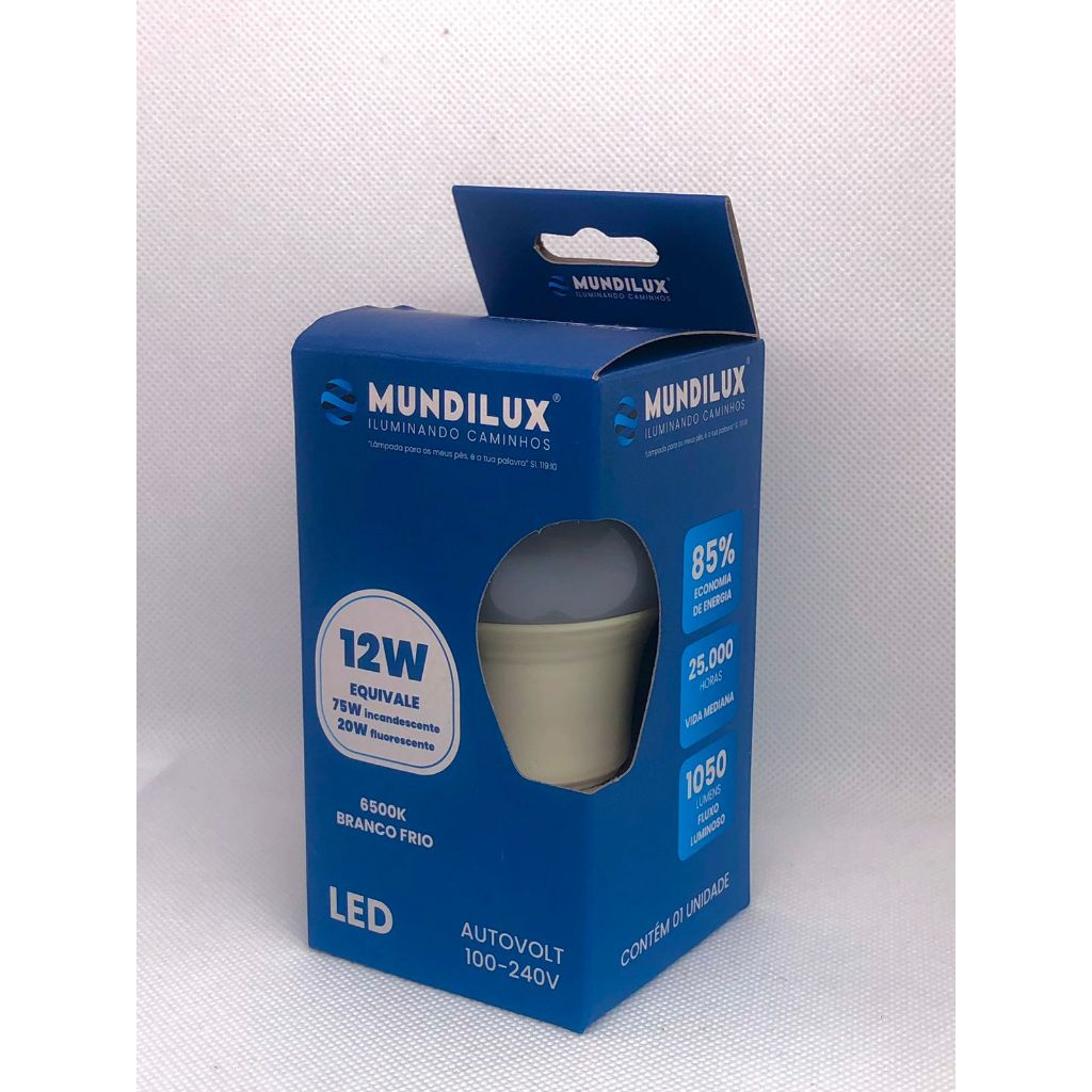 Lâmpada de LED 12W Mundilux Bivolt Econômica 6500K Branco frio | Shopee Brasil