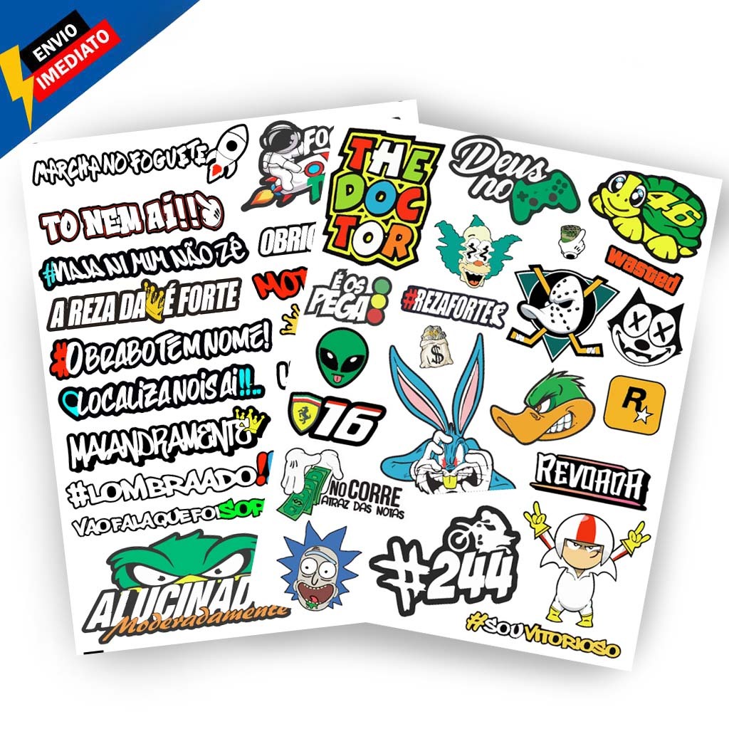 Adesivos Para Moto Bike Carro Cartela Kit 2 Cartelas 43 Unidades | Shopee Brasil