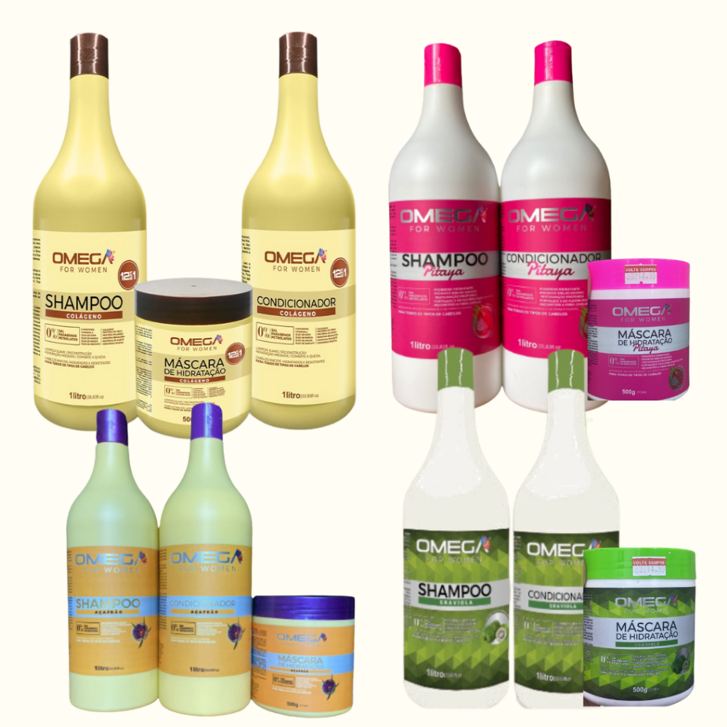 Kit Capilar OMEGA shampoo e condicionador 1litro e mascara 500g ...