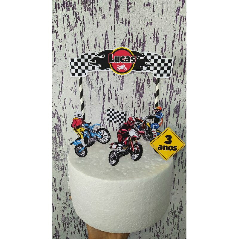 TOPO PARA DECORAÇÃO DE BOLO TEMA MOTOCROSS MOTO TRILHA | Shopee Brasil