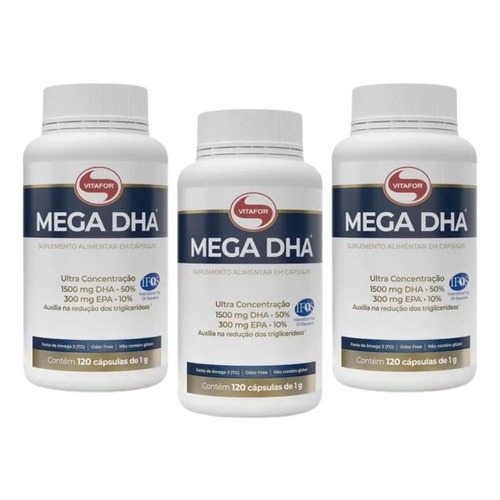 Kit 3x Mega 1500mg Dha E 300mg Epa - 120 Caps - Vitafor | Shopee Brasil