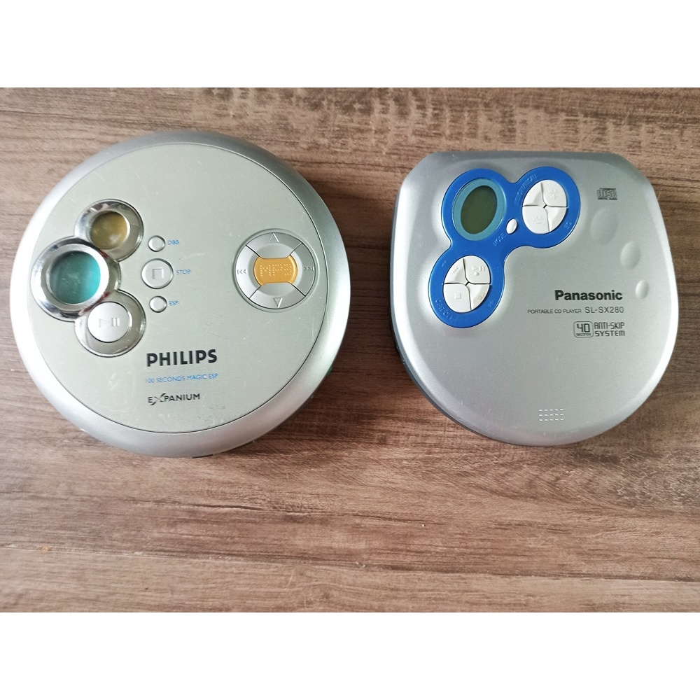 2 Disc Man Toca CD Antigo Anos 90 Panasonic Philips ** Não Funciona ...