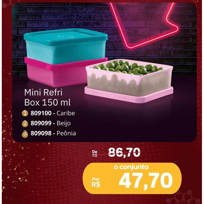 Kit com 3 Mini Refri Box 150 ml Tupperware | Shopee Brasil