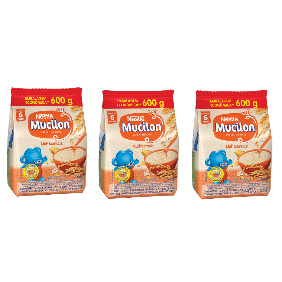 Cereal Infantil Mucilon Multicereais kit 3 Pacotes 600g | Shopee Brasil