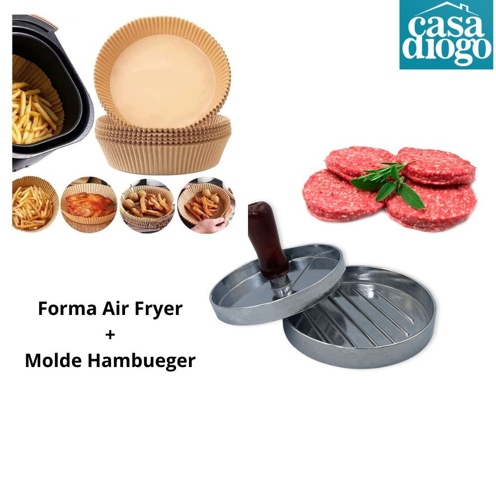 Molde Forma Hamburger Caseiro + Forro Papel Antiaderente Air Fryer ...
