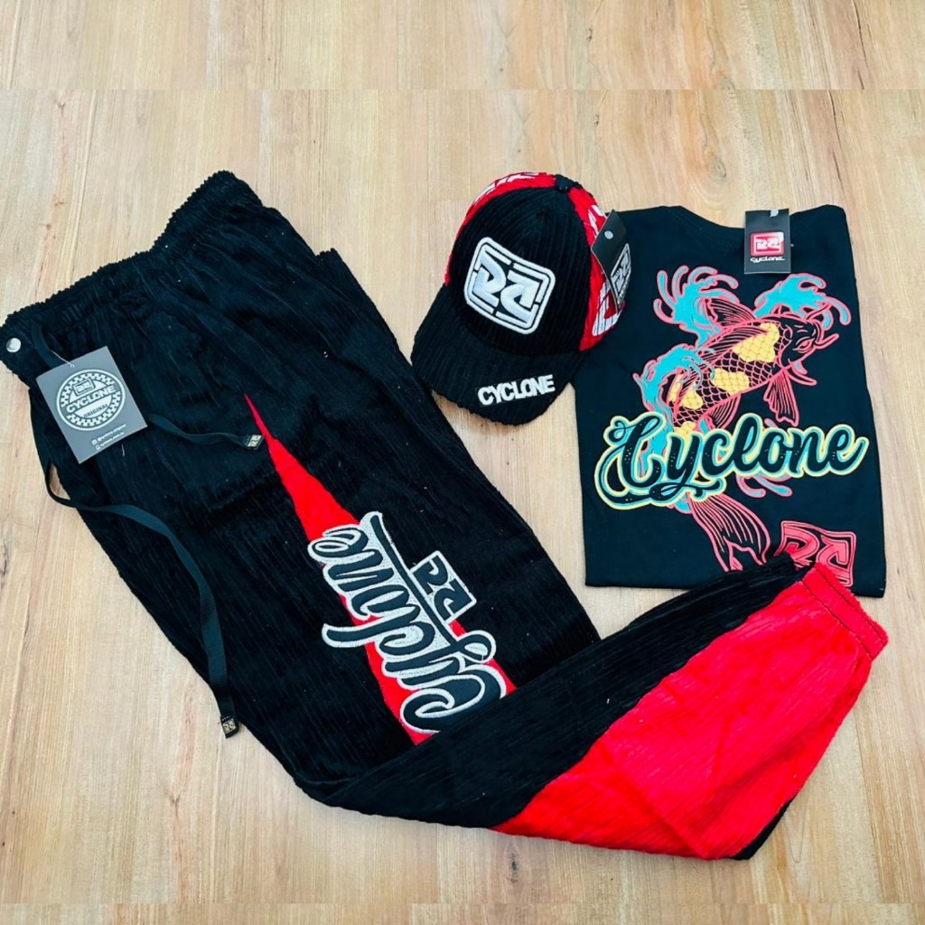 Kit Cyclone Calça de Veludo Camiseta e Boné Mandrake | Shopee Brasil