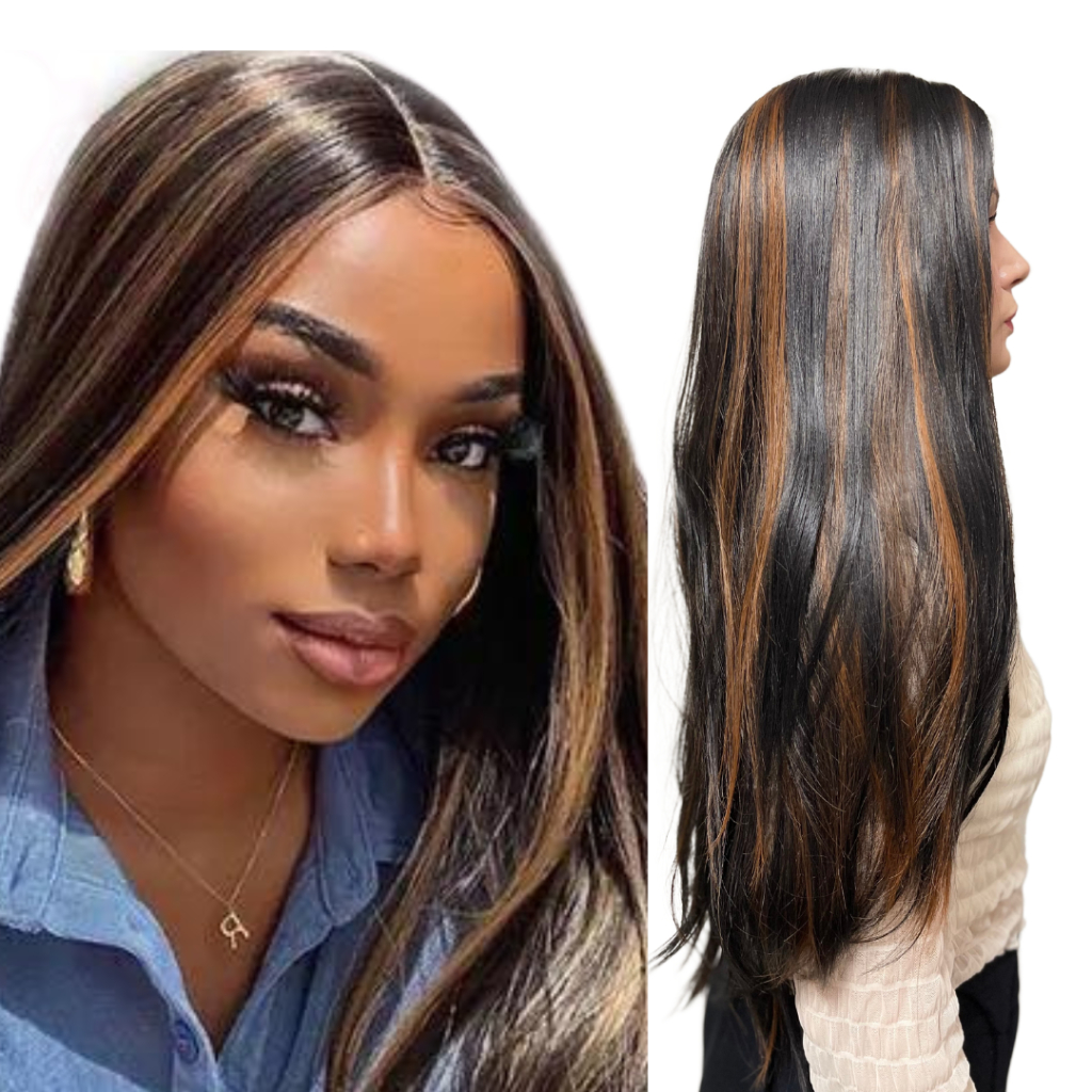 Peruca Lisa Sem Franja 70cm Fibra Orgânica Com Mechas + Cap | Shopee Brasil